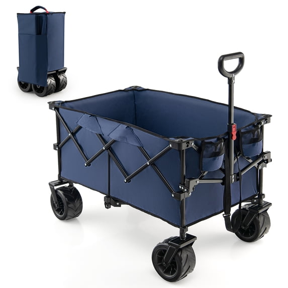 Topbuy Collapsible Folding Outdoor Utility Wagon with Cover Bag Outdoor ...