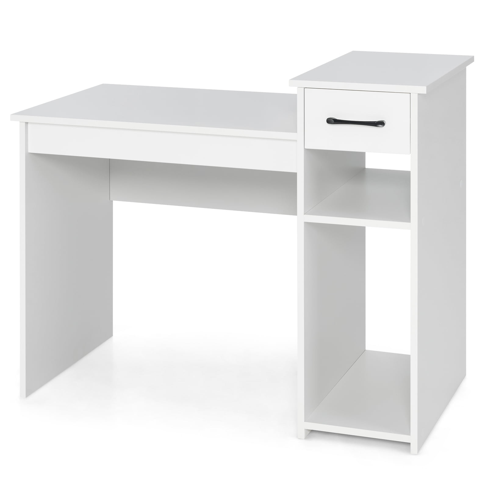 Topbuy Computer Desk with Storage Shelf Modern Study Desk with Drawer ...