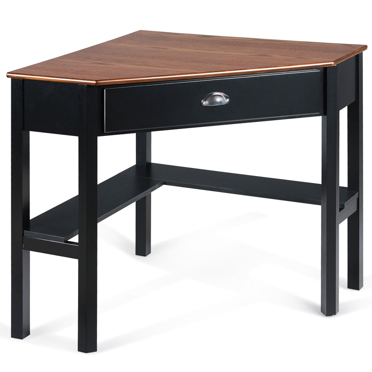 Topbuy Corner Computer Desk Table Wood Workstation Brown& Black ...