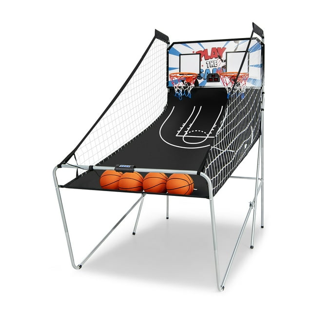 Topbuy Foldable Dual Hoop Basketball Arcade, Indoor/Outdoor 1-4 Player ...