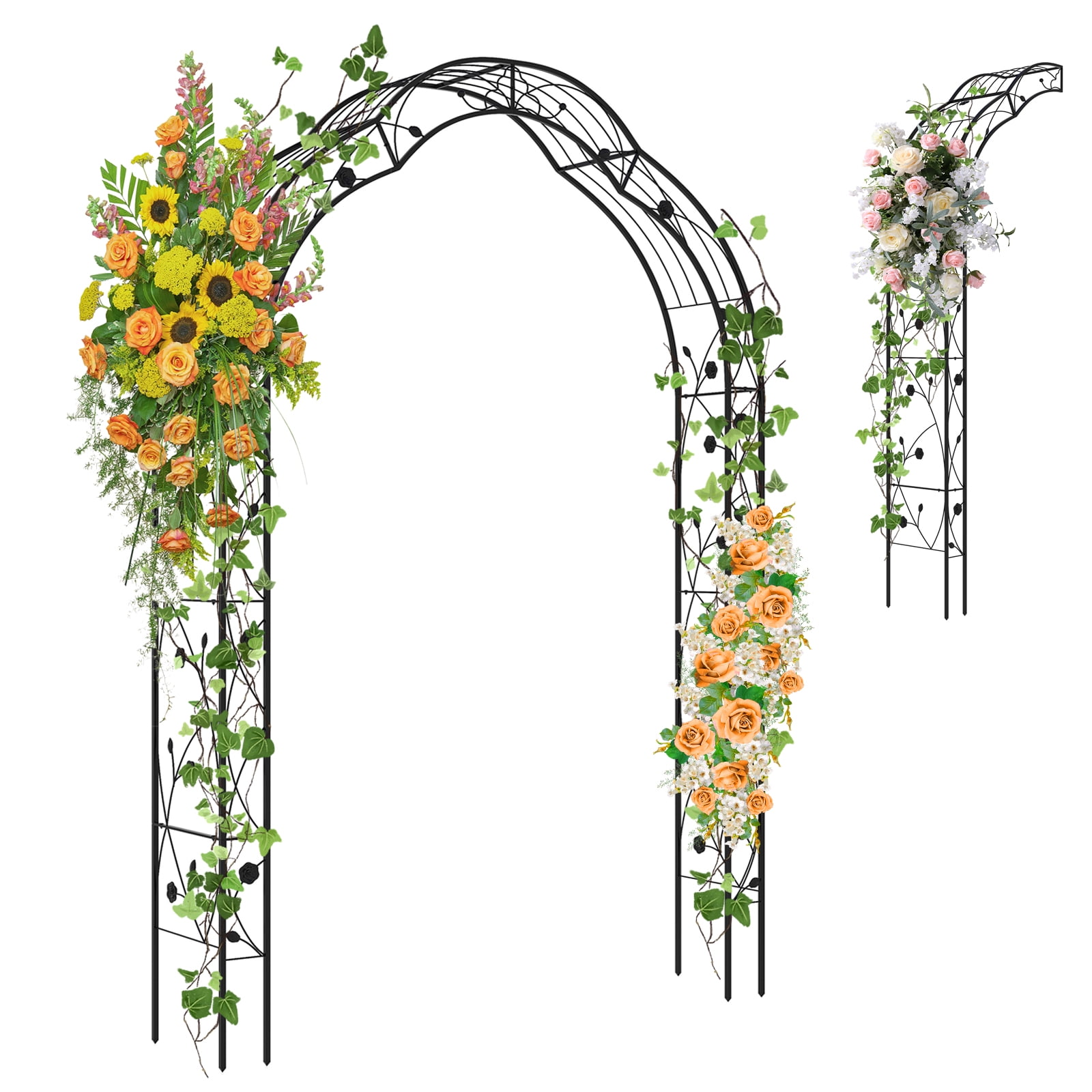 Topbuy 99” Tall Garden Arch Arbor Trellis for Climbing Plants Roses ...
