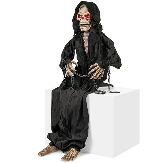 Topbuy Halloween Animatronics Animatronic Sitting Skeleton Halloween ...