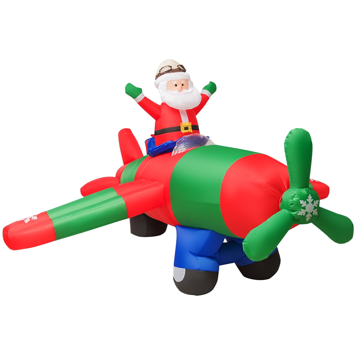 Topbuy Inflatable Santa Flying Airplane Blow-up Christmas Decoration ...