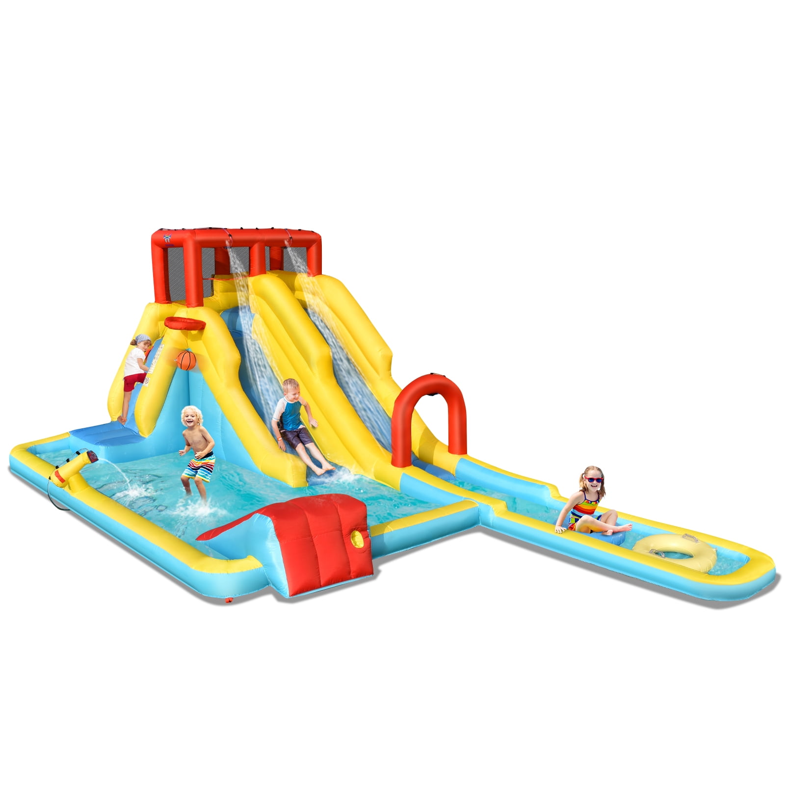 Topbuy Double Water Slide Inflatable Castle House with Water Gun ...