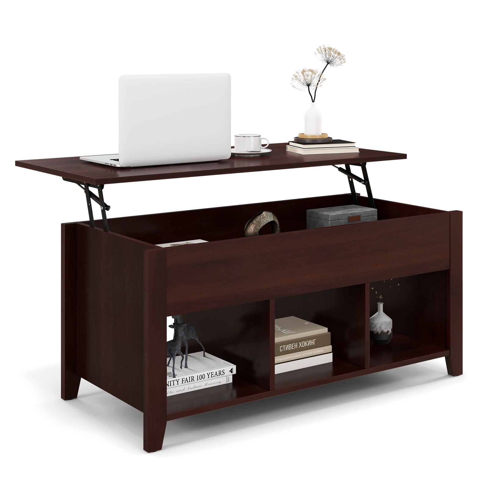 Topbuy Lift Up Coffee Table, Rising Center Table with Lift Top Hidden ...