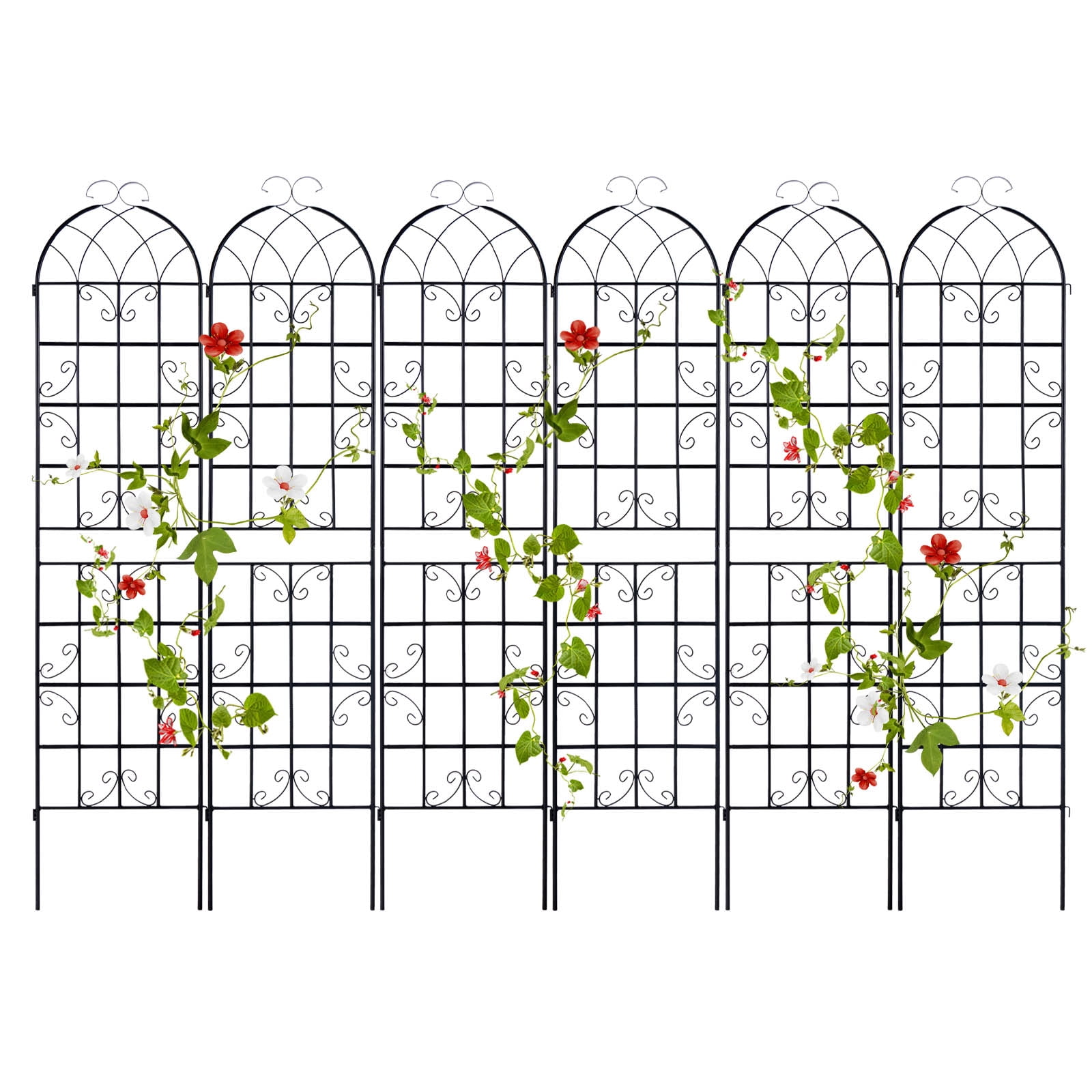 Patiojoy Metal Garden Trellis for Climbing Plants 6 Pack Fence Trellis ...