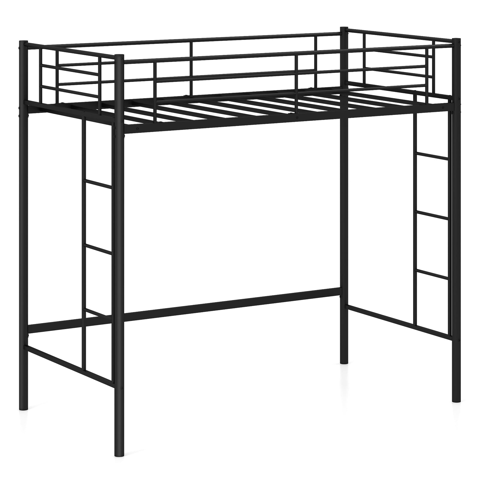 Topbuy Metal Twin Size Loft Bed Heavy Duty Loft Bed Frame with Safety ...