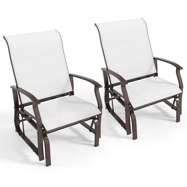 Topbuy Outdoor Glider Chairs Set of 2 Patio Fabric Rockers with ...
