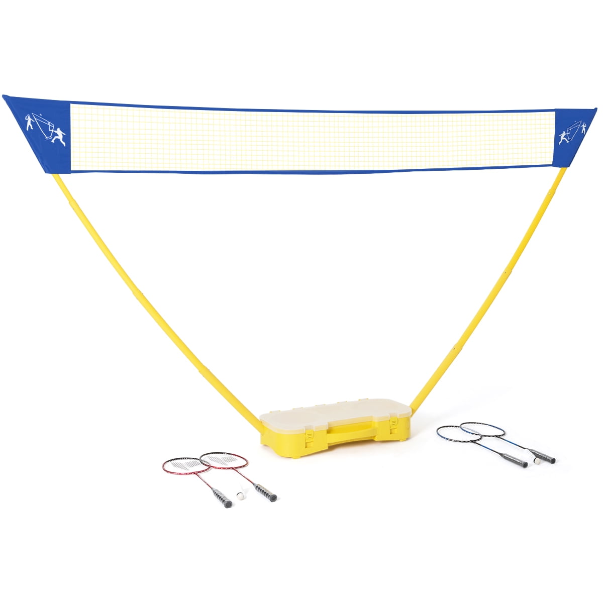Topbuy Portable Badminton Set,(116.5" x 13.5" x 61"), Yellow and Blue ...