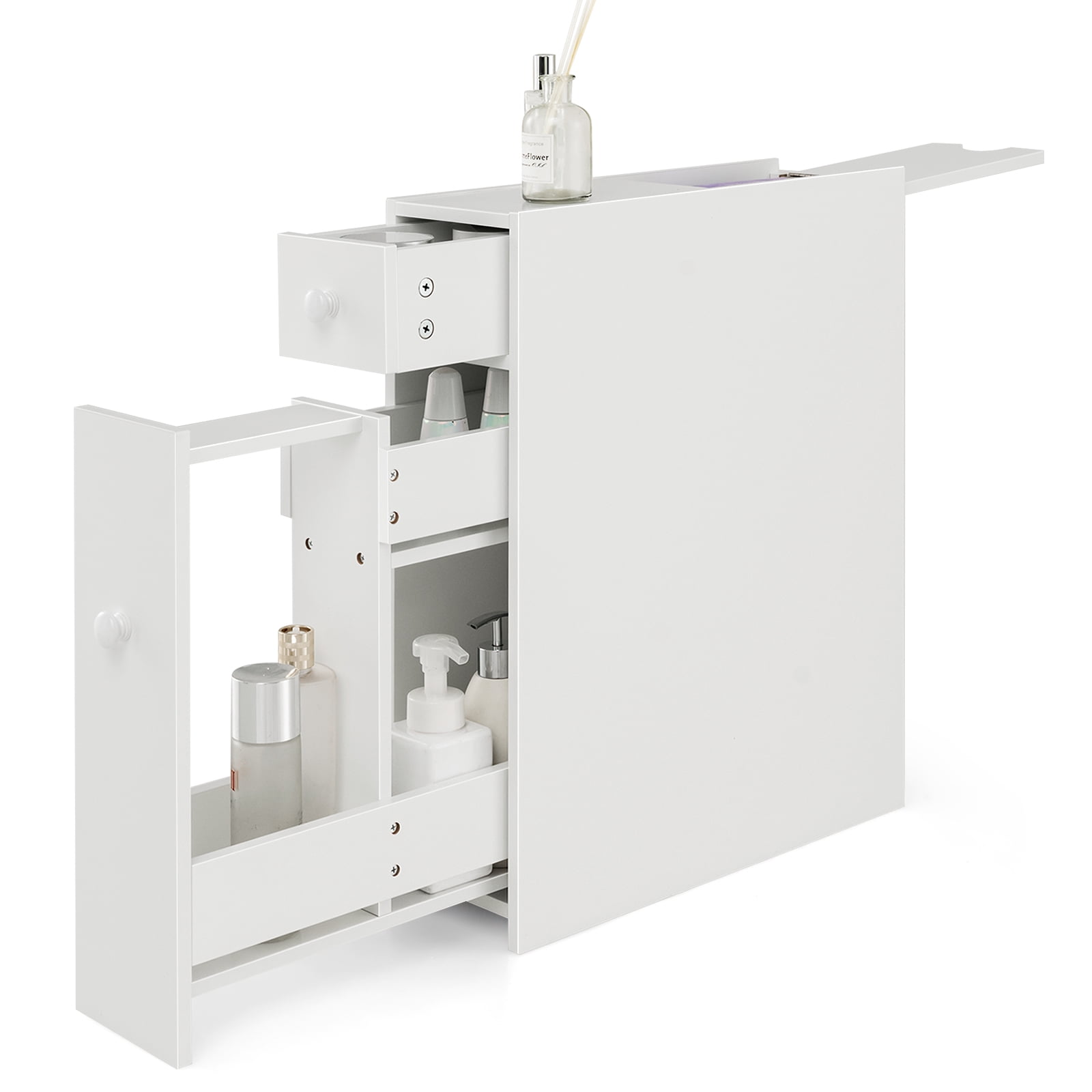 Topbuy Slim Bathroom Storage Cabinet Freestanding Toilet Paper Holder ...