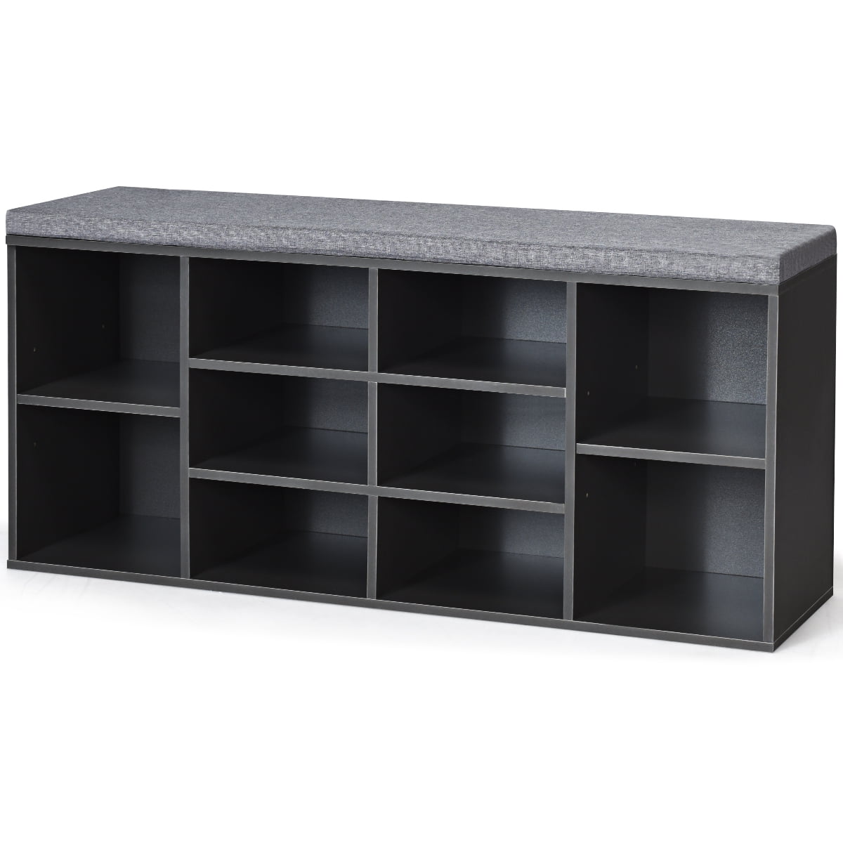 Topbuy Grey Adjustable 10-Cube Organizer Bench Entryway Padded Shoe ...