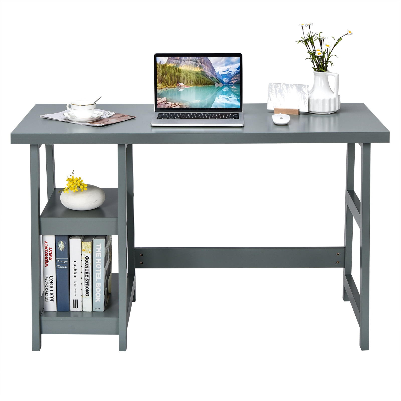 Topbuy Trestle Computer Desk Indoor Office Workstation for Home Office ...