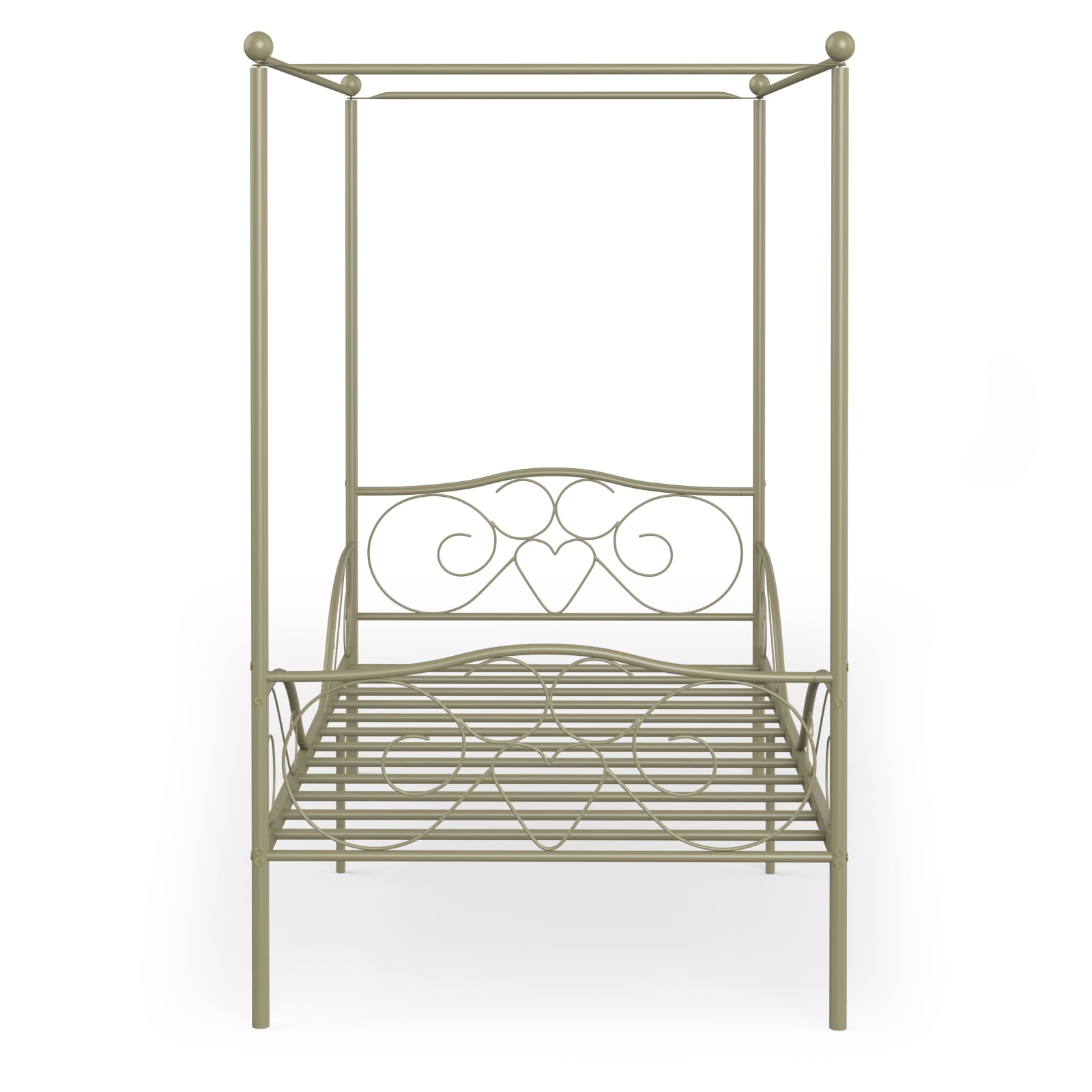 Topbuy Twin Size Metal Canopy Bed Frame with 4 Posters Steel Slats ...