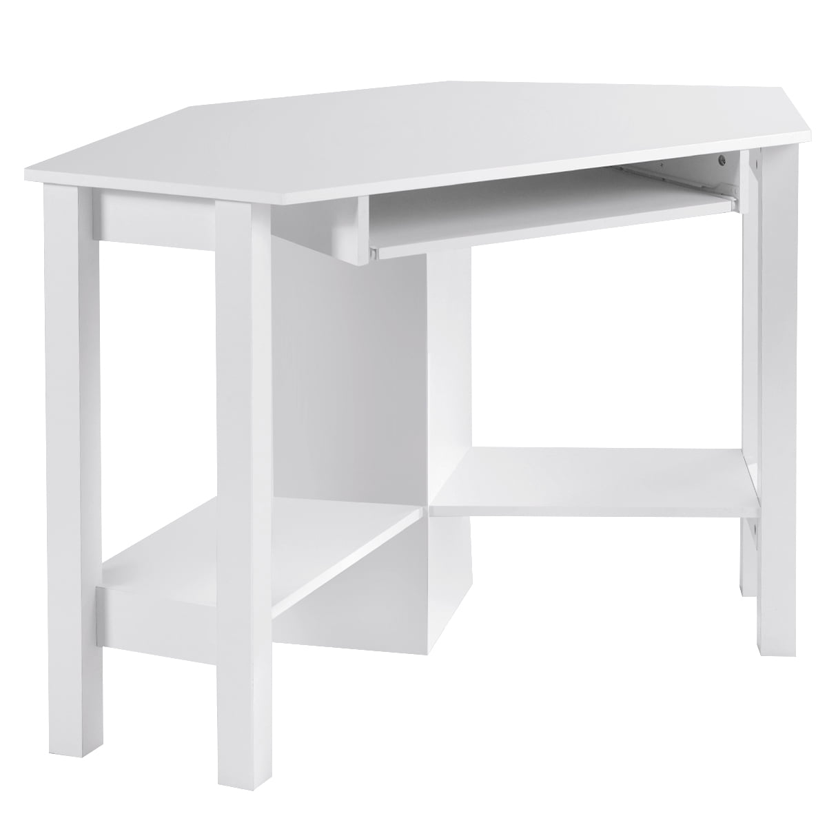Topbuy Wooden Corner Computer Desk with Drawer Office Study Table White ...