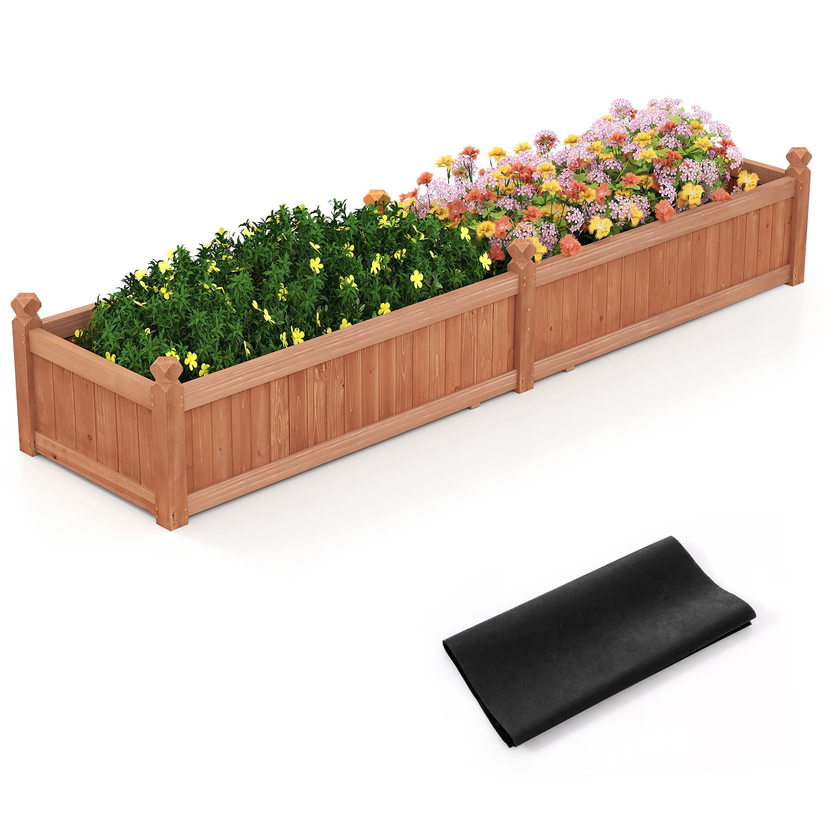 Patiojoy Wooden Raised Garden Bed Outdoor Rectangular Planter Box w ...