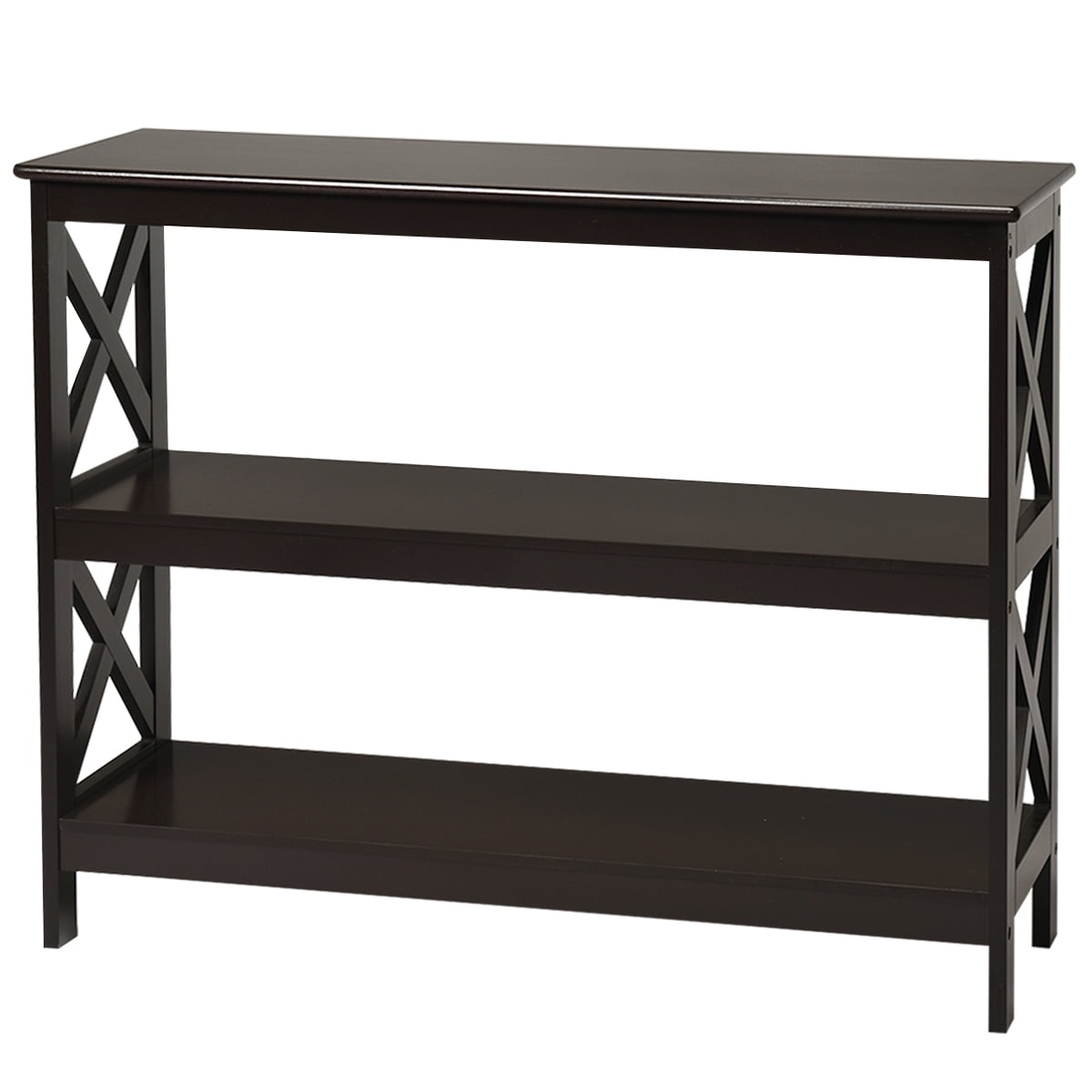 Topbuy X-Design Industrial 3-Tier Console Table Bookshelf Narrow Accent ...