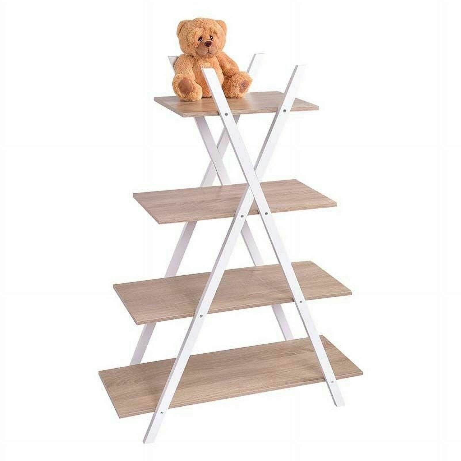 Topbuy X Shape Bookshelf Shelves 4 Tier A Ladder Storage Bookcase ...