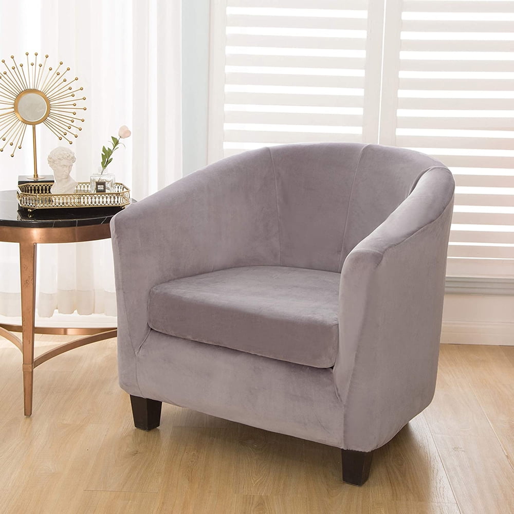 Topchances 2-Piece Velvet Tub Chair Covers, Stretch Armchair Slipcovers ...
