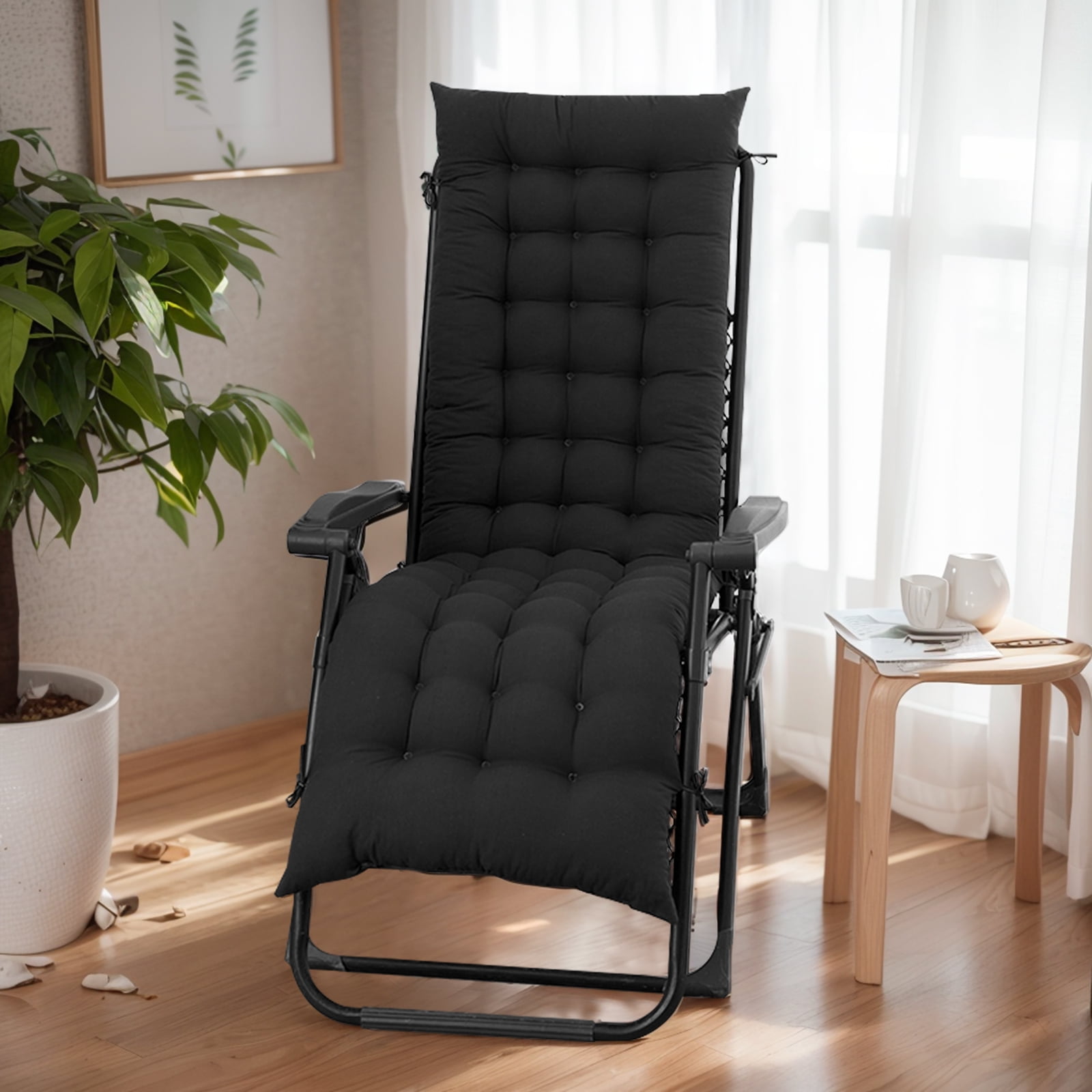 Topchances 43" x 16" Fashion Black Solid Lounge Chair Outdoor Seating Cushion - Walmart.com