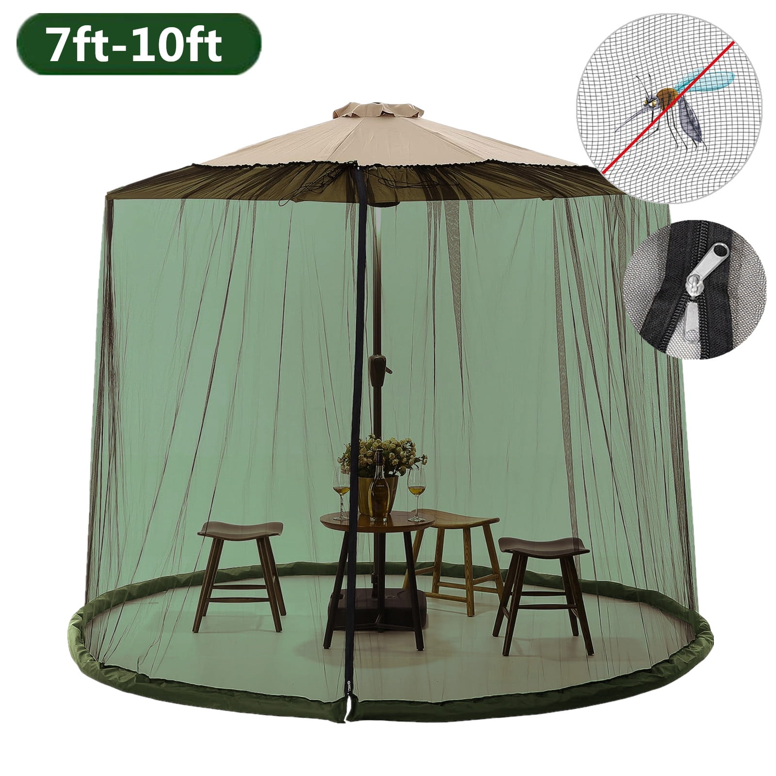 Topchances Adjustable Mosquito Net for 7-10ft Patio Umbrellas - Zipper ...