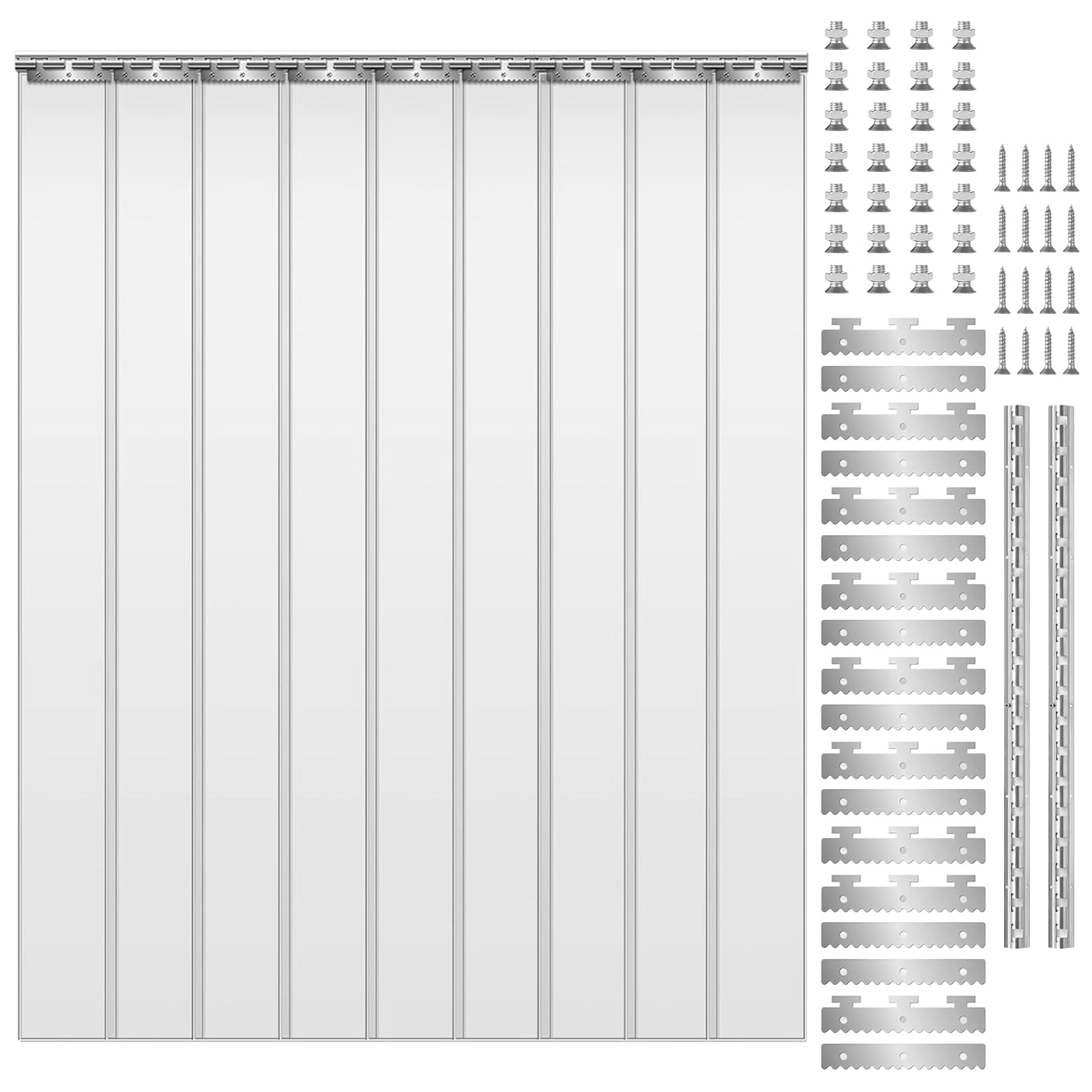 Topchances Strip Curtain, 48'' W x 96'' L Clear PVC Door Curtain Bulk ...