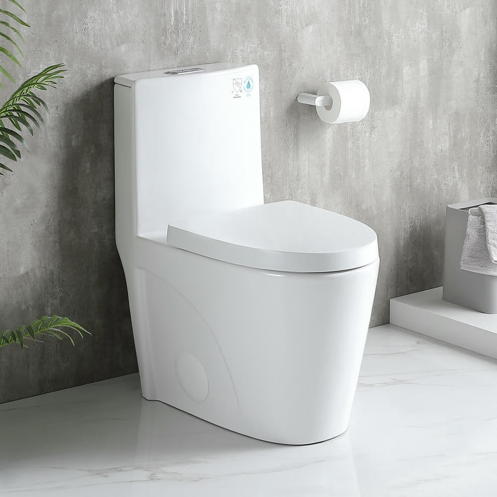 Topcobe 1.1/1.6 GPF Dual Flush One-Piece Toilet, Elongated Bowl with ...
