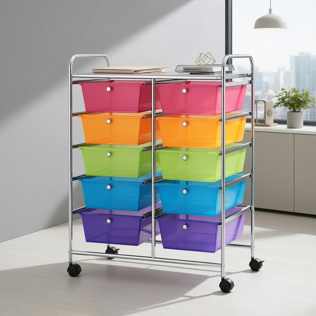 Topcobe 10-Drawer Rolling Storage Cart, Rolling Carts with Wheels for ...