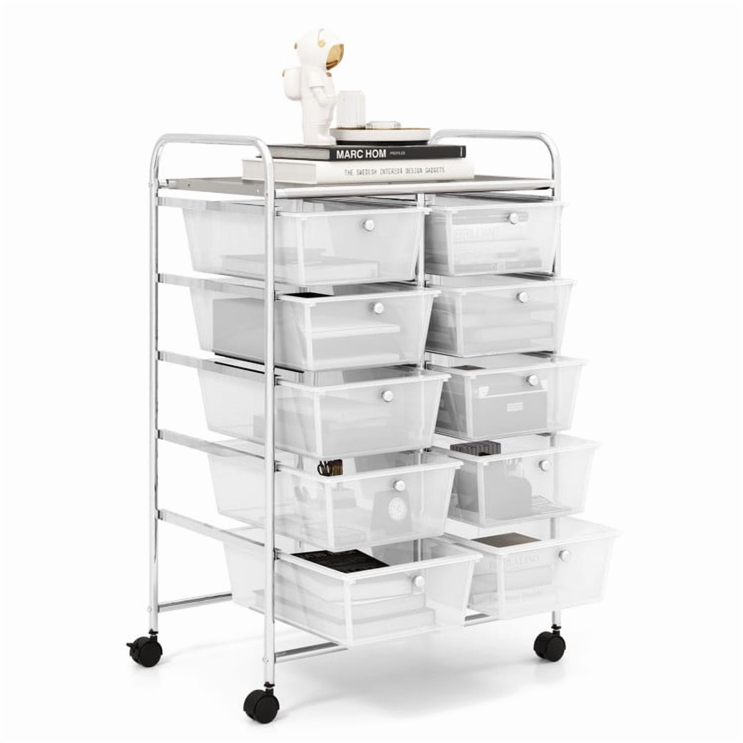 Topcobe 10-Drawer Rolling Storage Cart, Rolling Carts with Wheels for ...