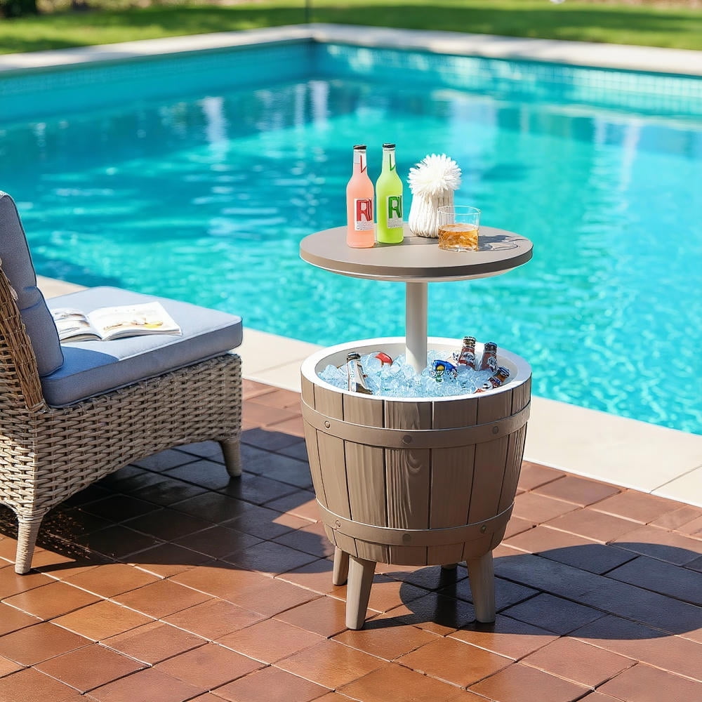 Topcobe 10 Gallon Cooler Bar Table Outdoor Coffee Table Ice Bucket with ...