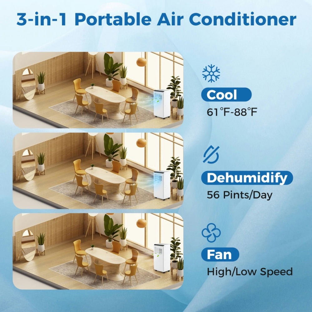 Topcobe 10000 BTU Portable Air Conditioner 3 in 1 Floor AC Unit with Fan and Dehumidifier ...