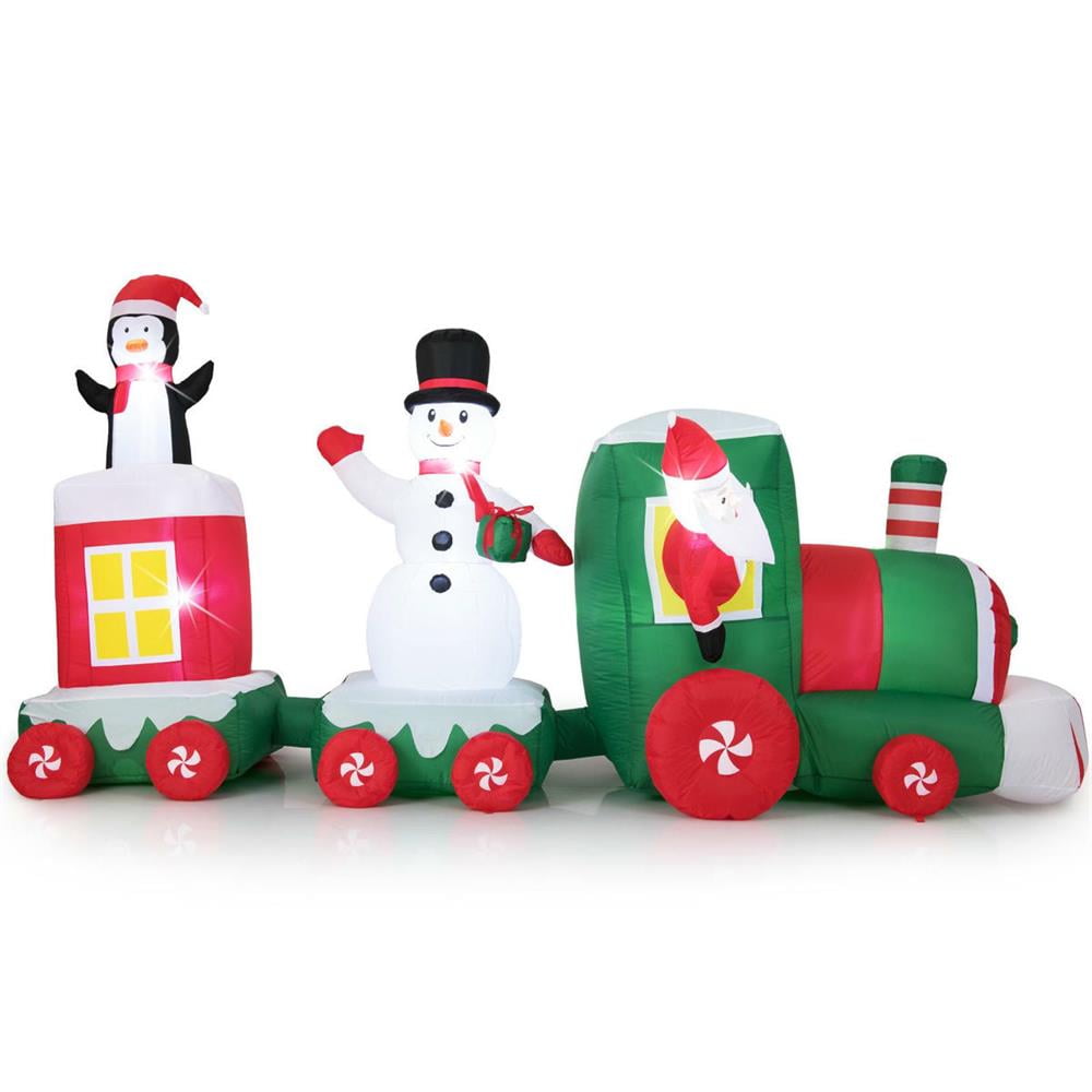 Topcobe 11.5 FT Christmas Inflatables Train Blow Up Santa Claus Driving ...