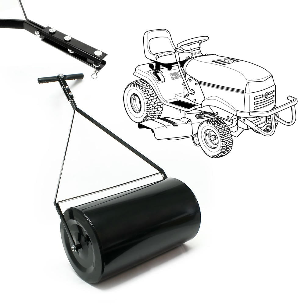 Topcobe 14" x 24" Combination Push/Tow Poly Lawn Roller with Easy-Turn ...