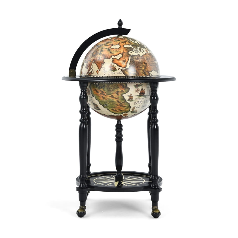 Topcobe 16th Century Nautical Chart Wine Cabinet with Wheels, Tabletop ...