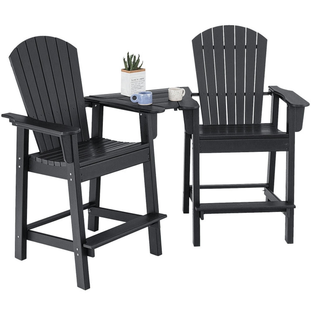 Topcobe 2 Pieces HDPE Tall Adirondack Chair with Middle Connecting Tray ...