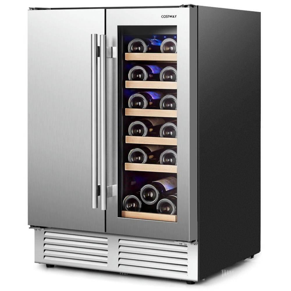 Topcobe 2-in-1 Beverage and Wine Cooler with Independent Temperature ...