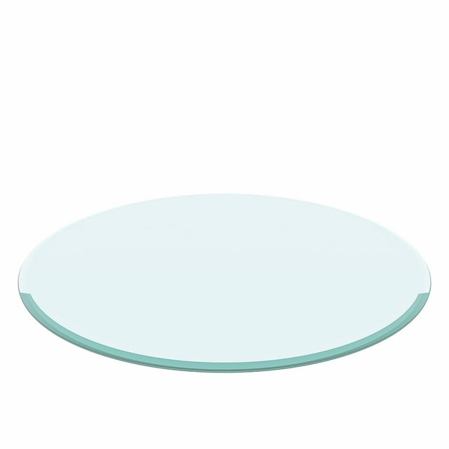 Topcobe 24 Inch Round Glass Table Top - Tempered - 3/8" Thick- Beveled ...