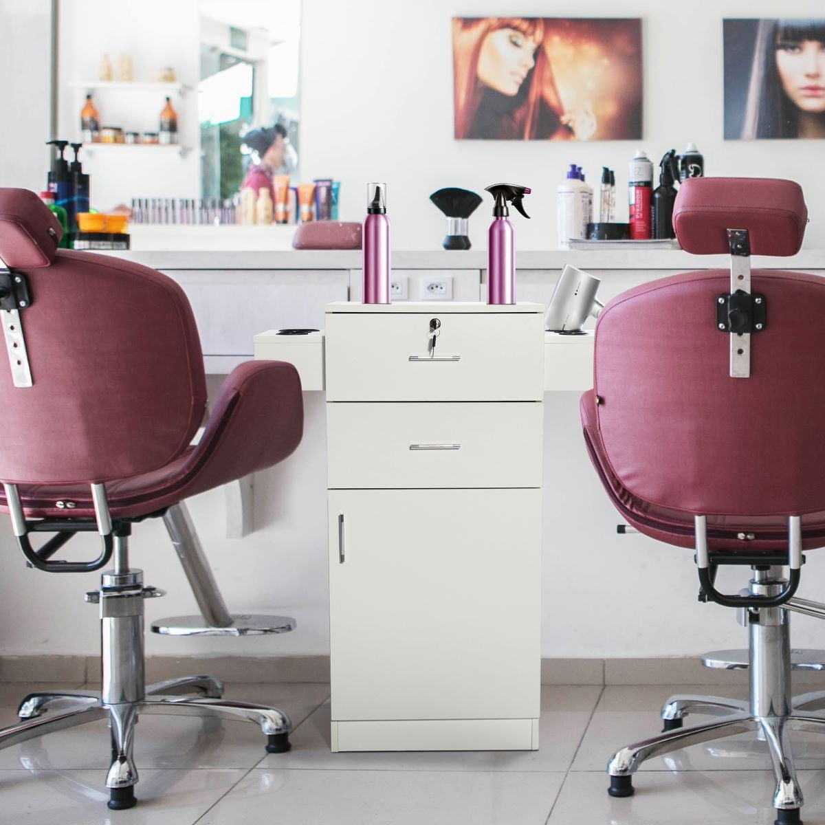 Topcobe 3-Layer Beauty Salon Storage Cabinet Hairdressing Tool Styling ...