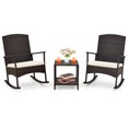 Topcobe 3 Piece Patio Rocking Set, Wicker Rocking Chairs with 2-Tier ...