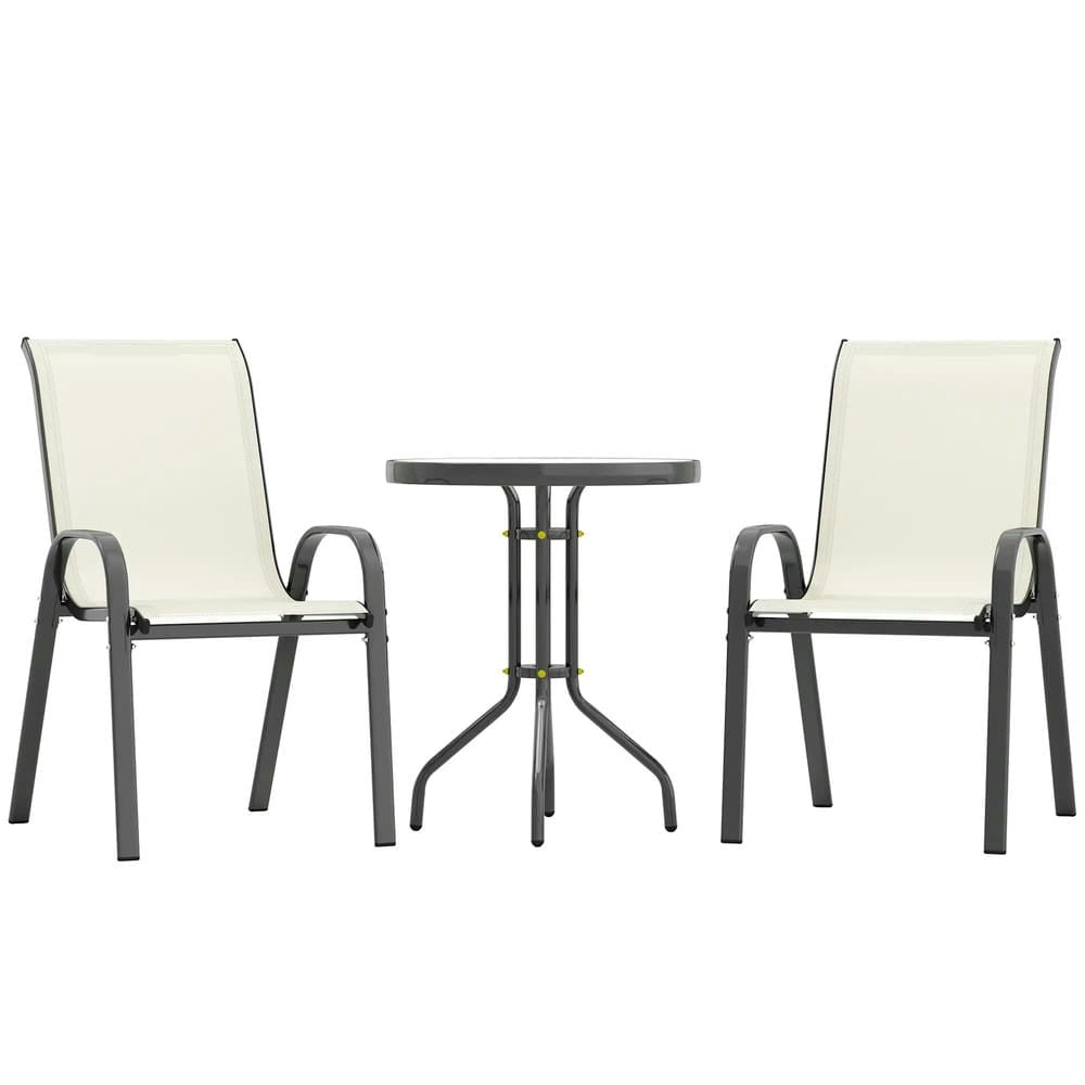 Topcobe 3 Pieces Bistro Set, Small Patio Furniture Set with Stackable ...