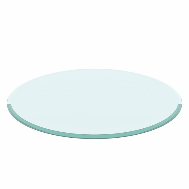 Topcobe 32 Inch Round Glass Table Top - Tempered - 1/2" Thick- Beveled ...