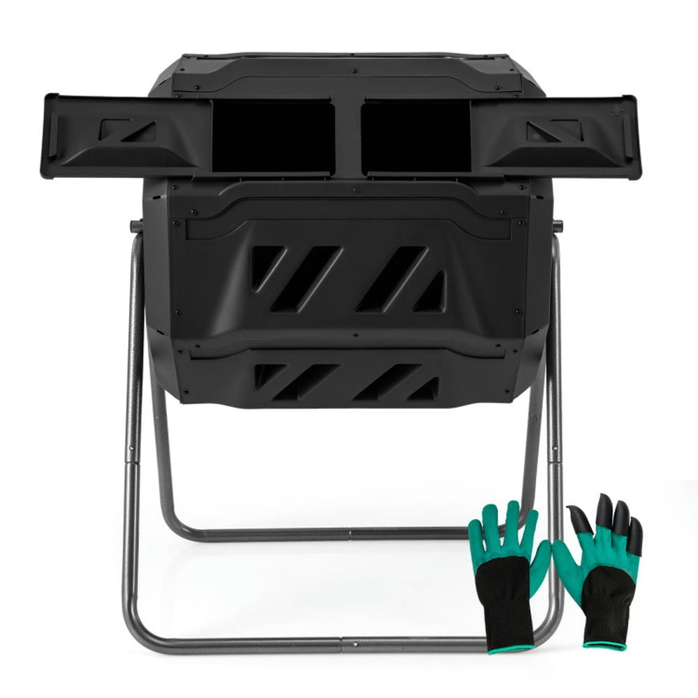 Topcobe 360° Rotatable Tumbling Composter with 2 Sliding Doors, Compost ...