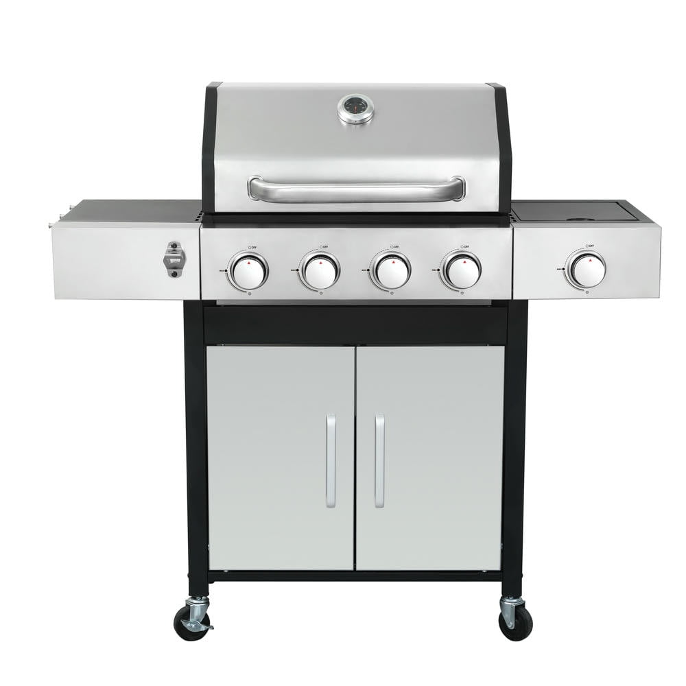 Topcobe 4-Burner Propane Gas BBQ Grill with Side Burner, 46790BTU ...