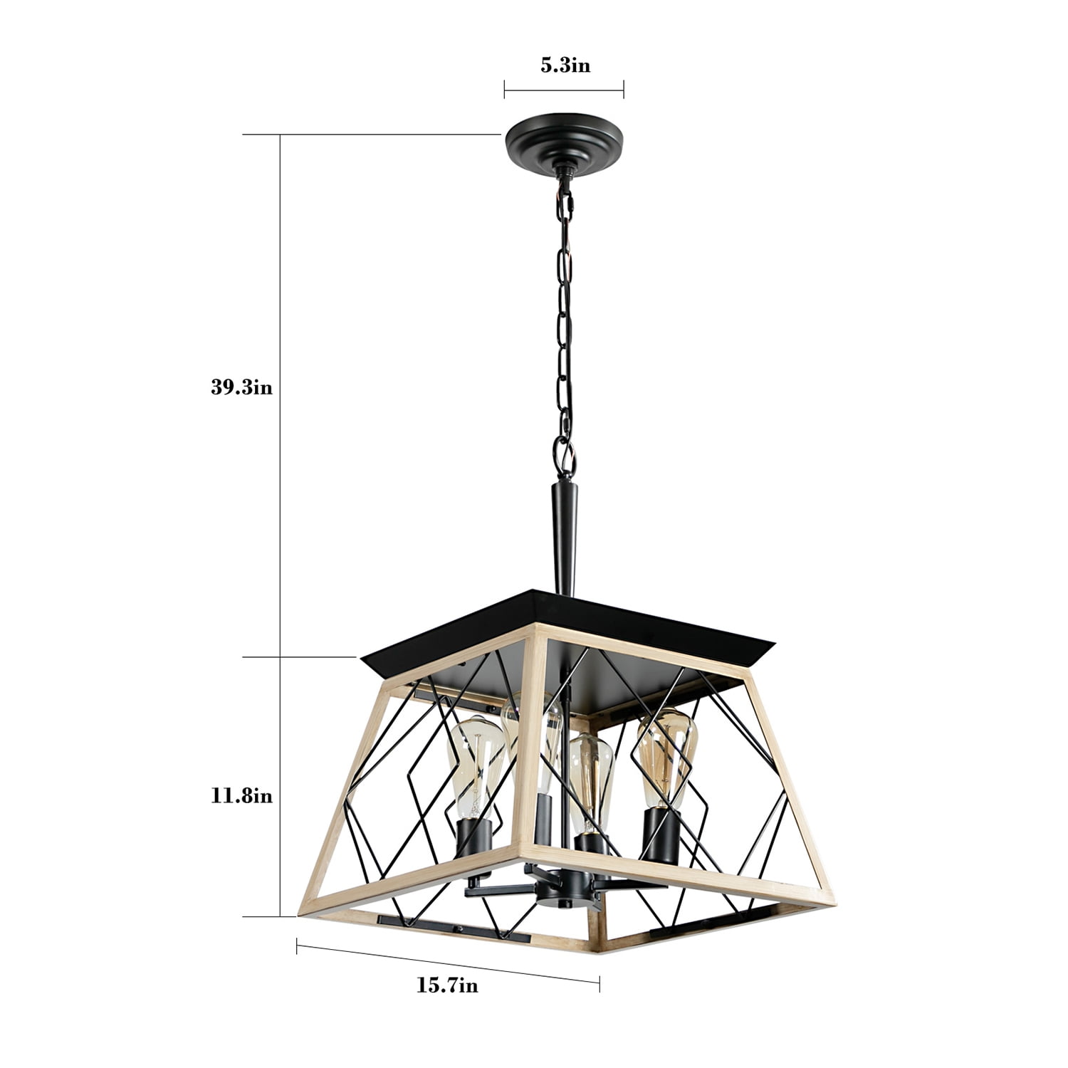 Topcobe 4-Light Farmhouse Chandelier Light Fixture, Kitchen Island ...