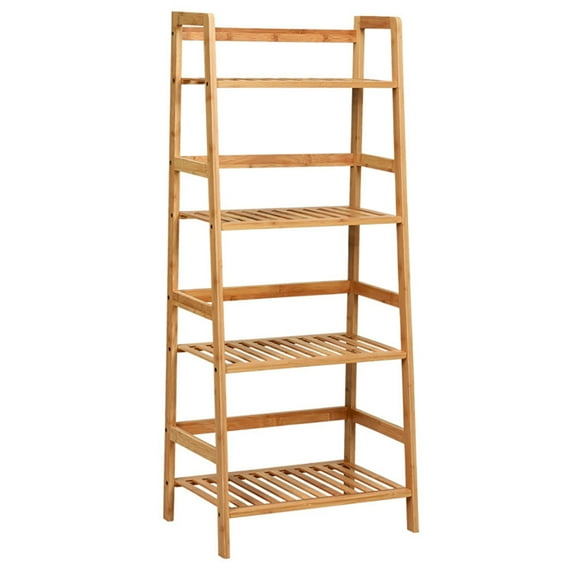 Topcobe 4-Tier Bamboo Plant Rack with Guardrails, Tall Plant Stand ...