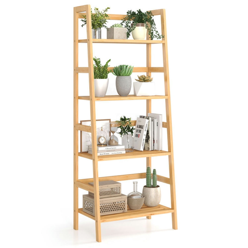 Topcobe 47.5" 4-Tier Multifunctional Bamboo Bookcase Storage Stand Rack ...