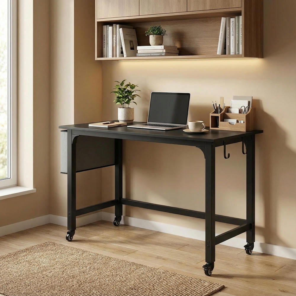 Topcobe 48" Mobile Computer Workstation with 4 Smooth Casters, Computer ...