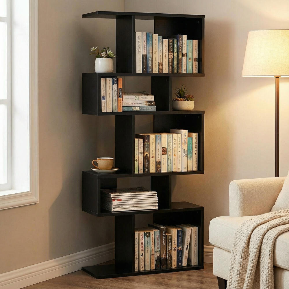 Topcobe 5 Cubes Ladder Shelf Corner Bookshelf Display Rack Bookcase ...
