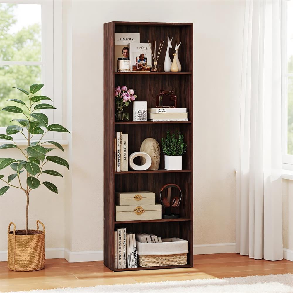 Topcobe 5-Shelf Storage Bookcase Modern Multi-Functional Display ...