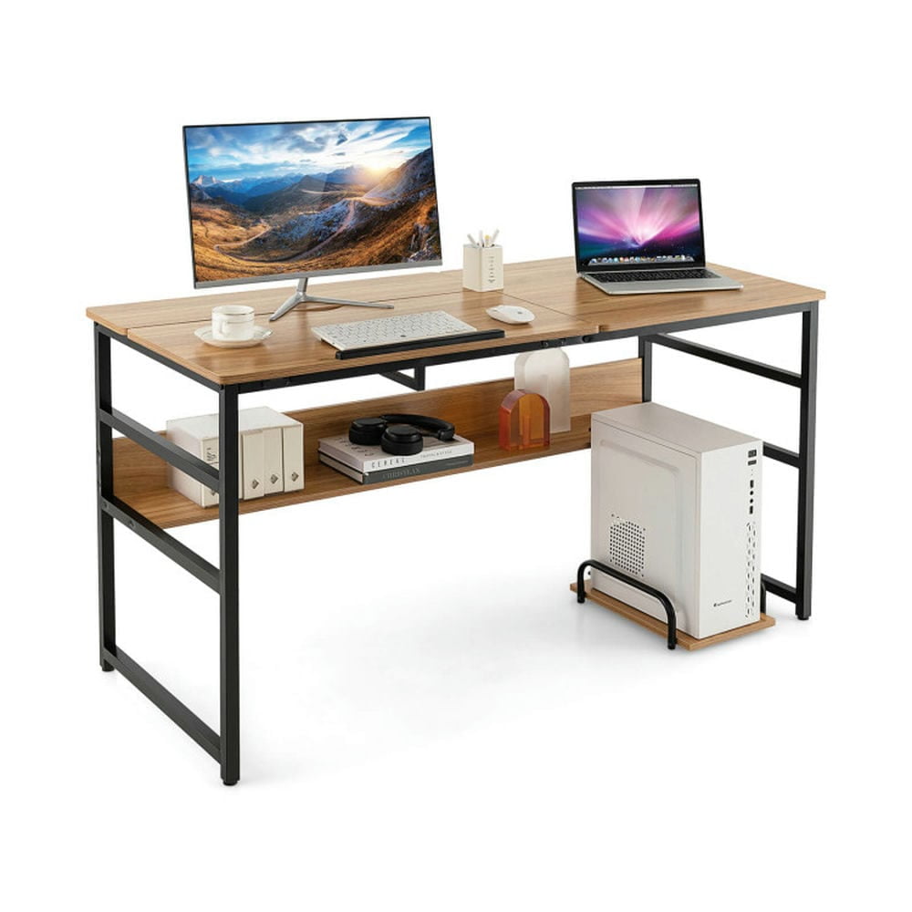Topcobe 55" Computer Desk with Tiltable Desktop for Drawing Writing ...