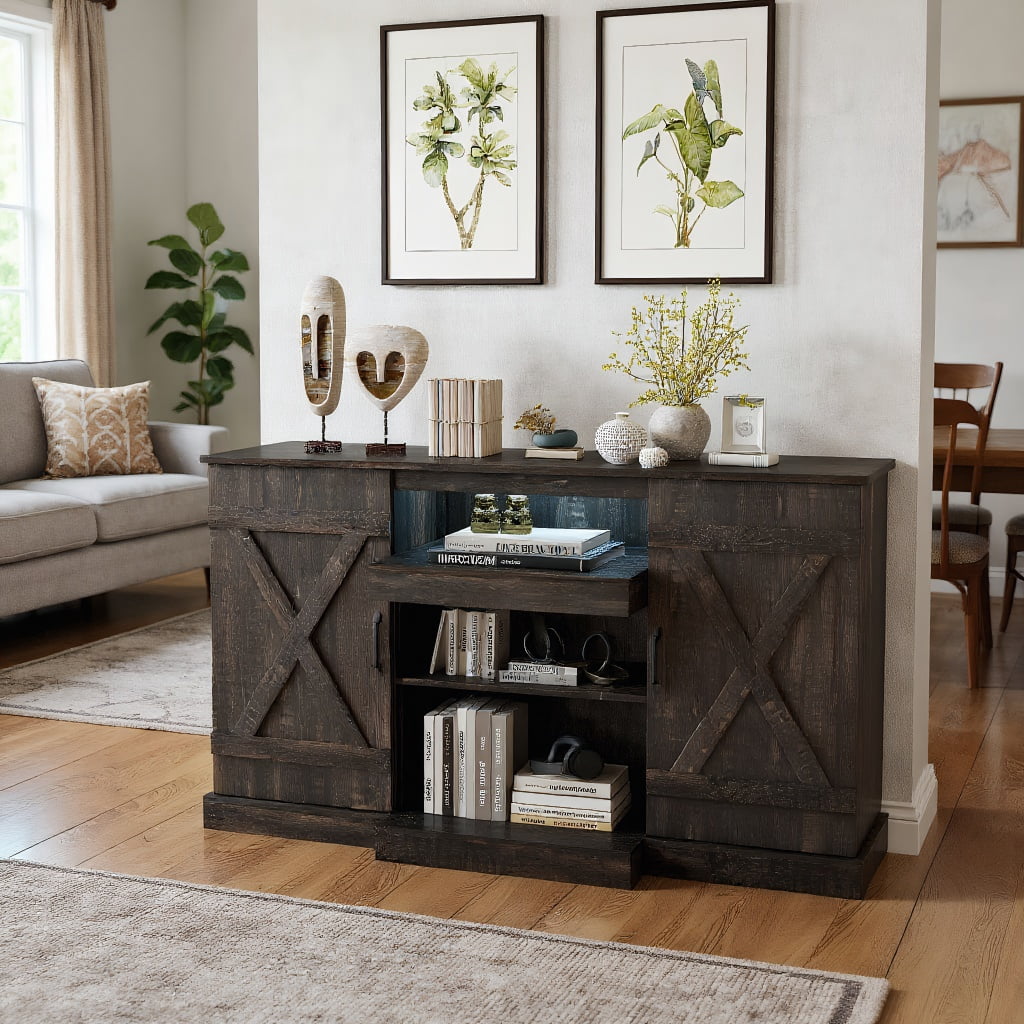 Topcobe 58 Inches TV stand for TVs up to 65 Inches with 20 Color Led ...